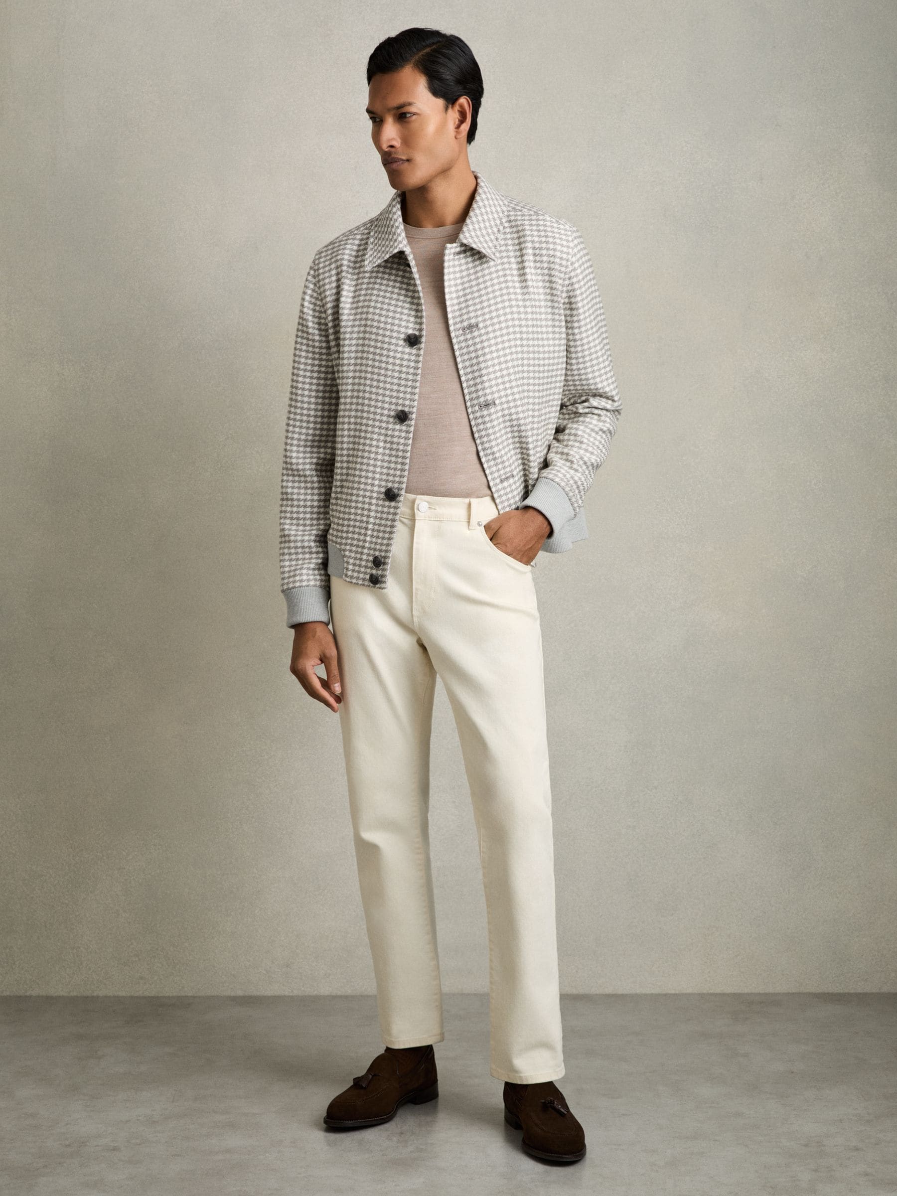 REISS Reiss Benny Dogtooth-Check Blouson Jacket